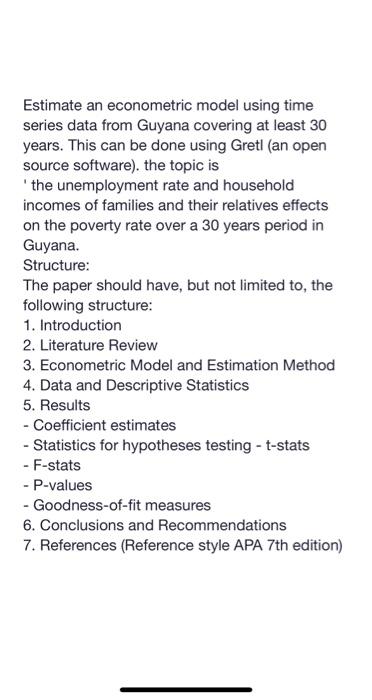 Estimate An Econometric Model Using Time Series Data