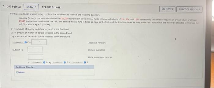 Solved Formulate a linear programming problem that can be | Chegg.com
