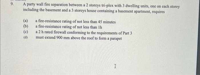 Solved 9. A party wall fire separation between a 2 storeys | Chegg.com