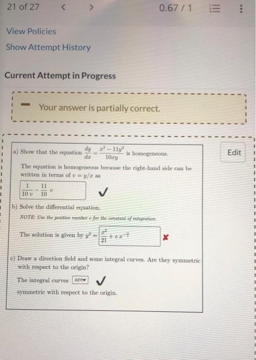 Solved Current Attempt in Progress a) Show that the equation | Chegg.com