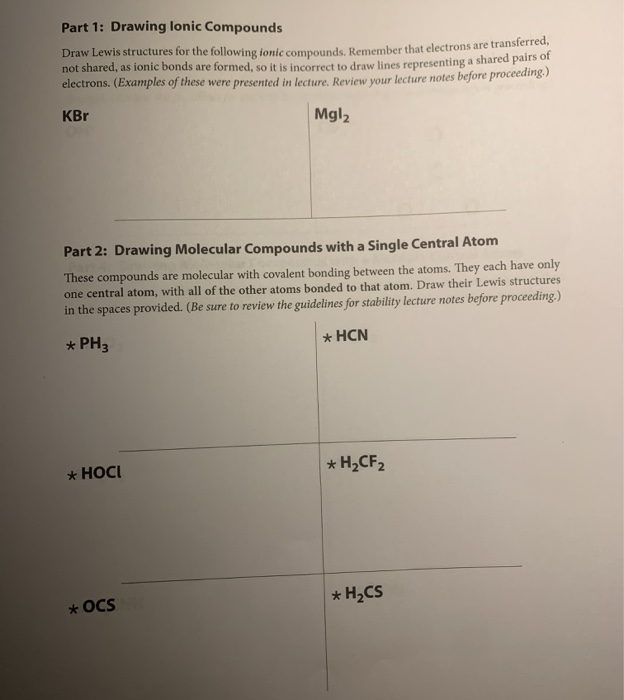Solved Part 1: Drawing lonic Compounds Draw Lewis structures | Chegg.com