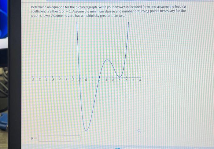 Solved Determine an equation for the pictured graph. Write | Chegg.com