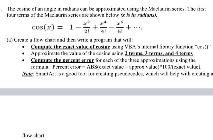 Solved The cosine of an angle in radians can be approximated | Chegg.com
