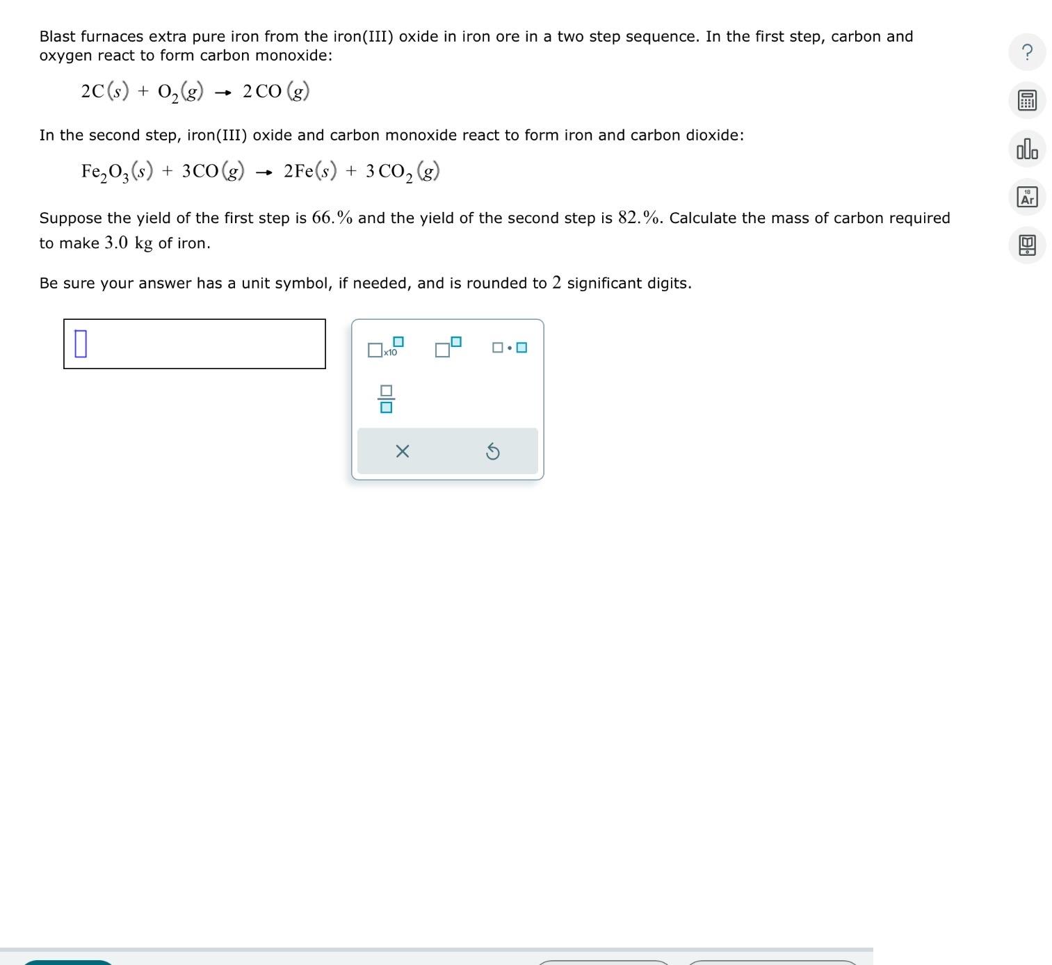 Solved Blast furnaces extra pure iron from the iron(III) | Chegg.com