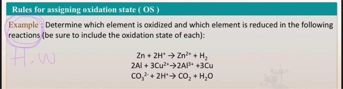 Solved Rules for assigning oxidation state (OS) Example : | Chegg.com