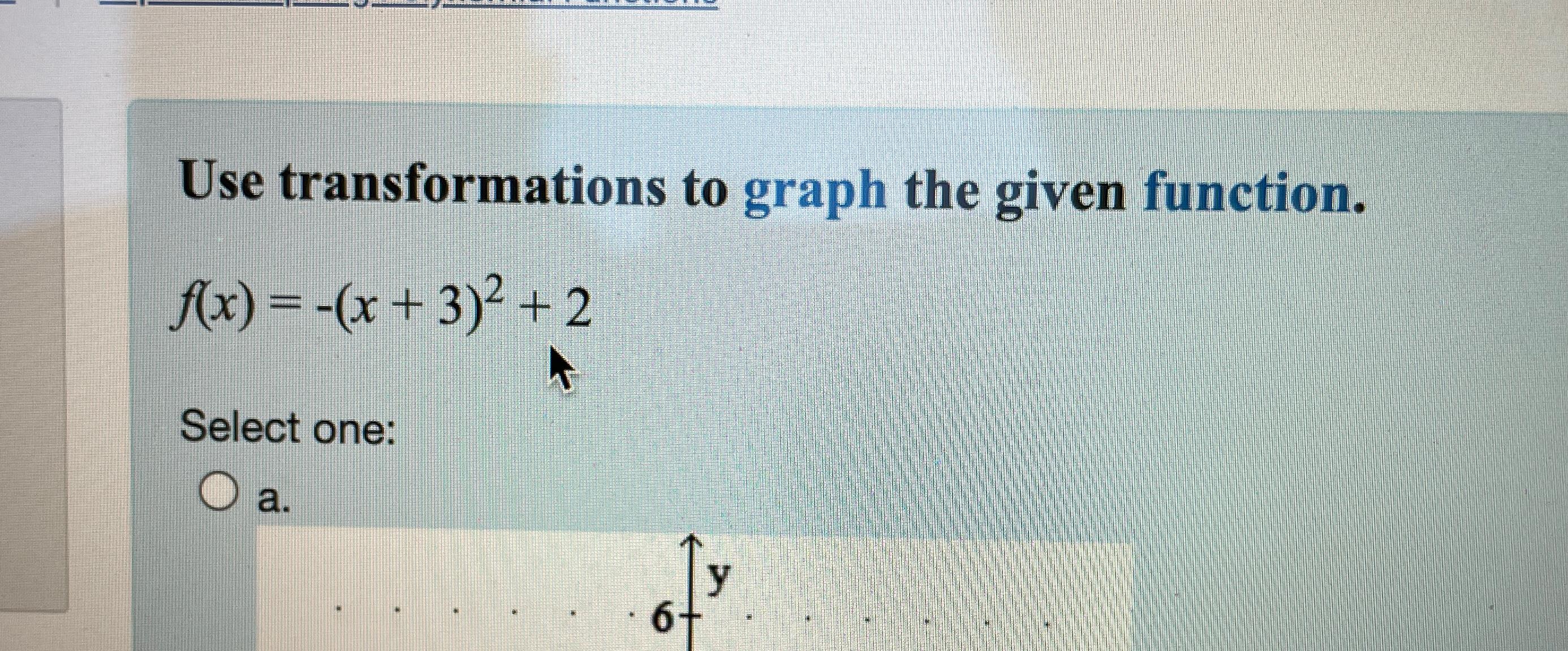 Solved Use transformations to graph the given | Chegg.com