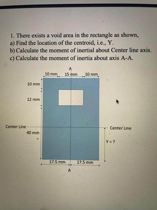 Solved 1. There exists a void area in the rectangle as | Chegg.com