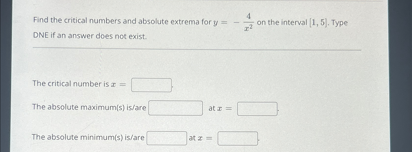 Solved Find the critical numbers and absolute extrema for | Chegg.com