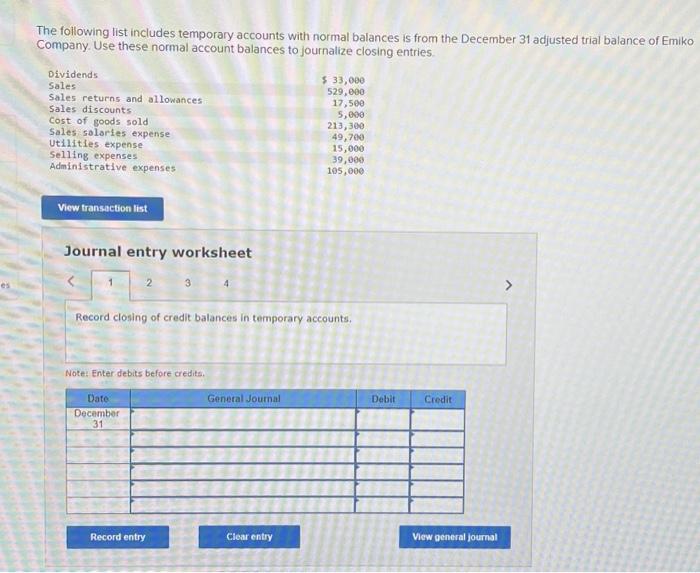 Solved The following list includes temporary accounts with | Chegg.com