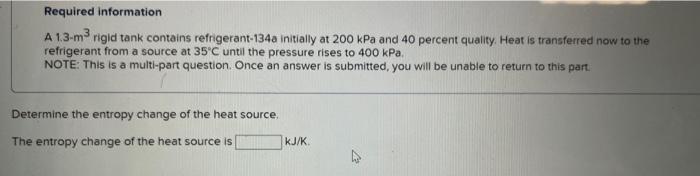 Solved Required information A 1.3- m3 rigid tank contains | Chegg.com