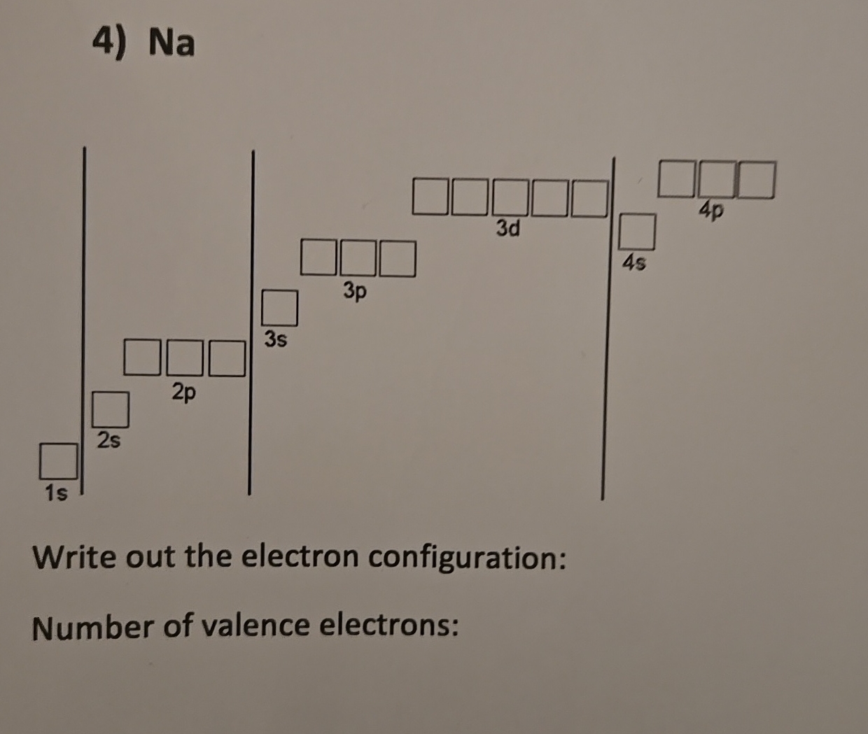 Solved NaWrite out the electron configuration:Number of | Chegg.com