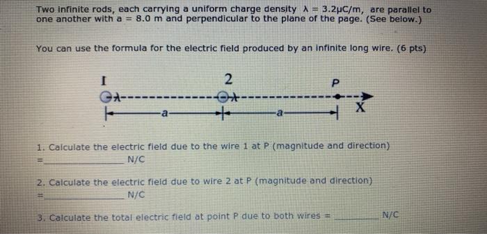 Solved Two Infinite rods, each carrying a uniform charge | Chegg.com