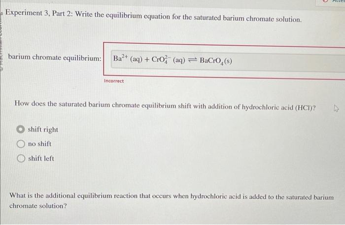 Experiment 3, Part 2: Write the equilibrium equation | Chegg.com
