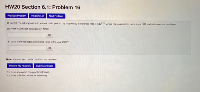 Solved HW20 Section 6.1: Problem 16 Previous Probler | Chegg.com