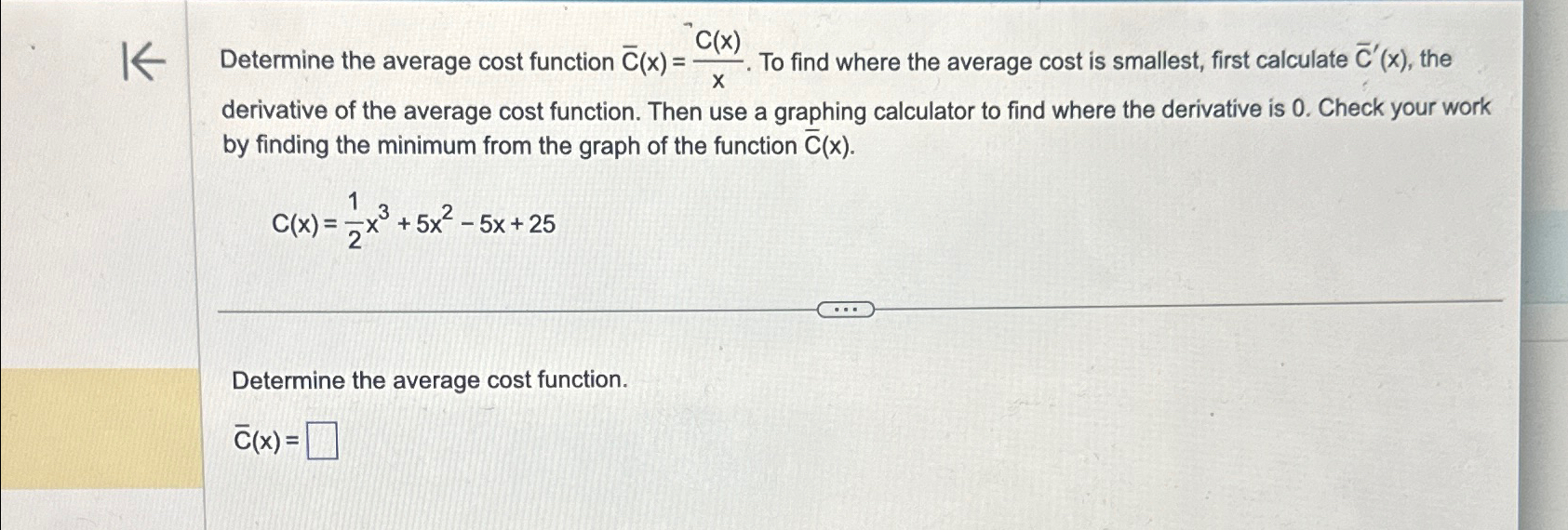 Solved derivative of the average cost function. Then use a | Chegg.com