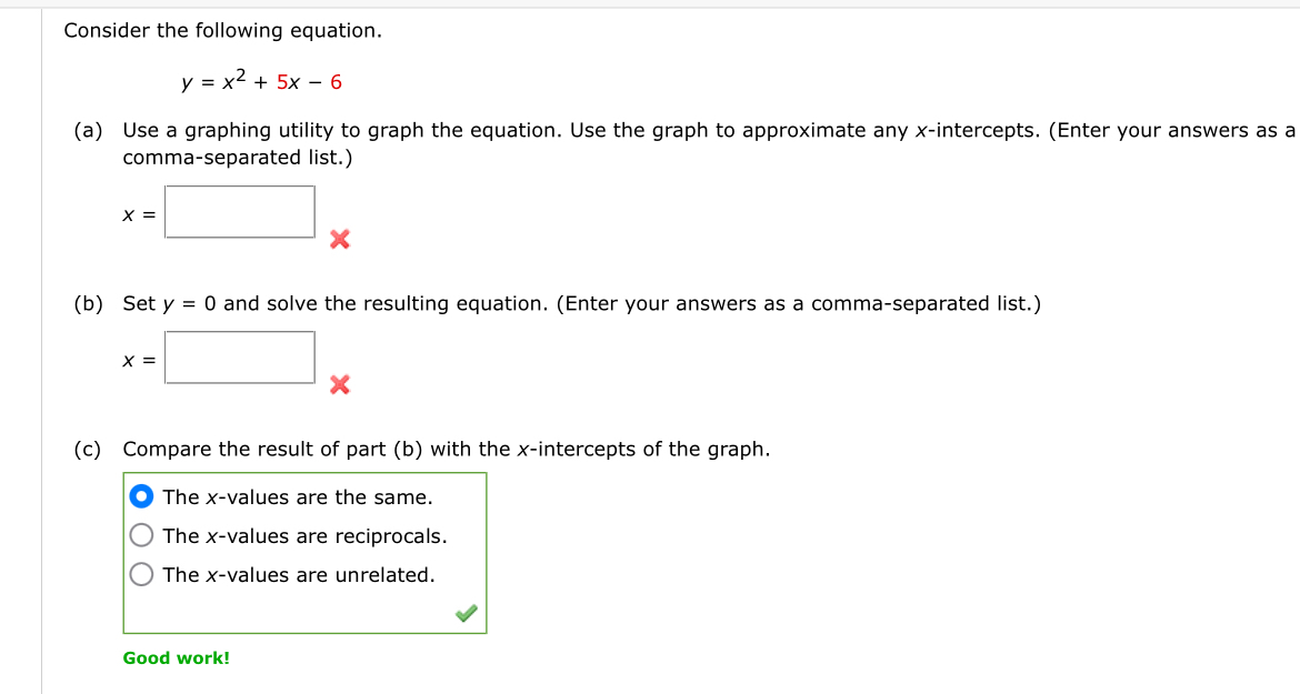 Solved Consider the following equation.y=x2+5x-6(a) ﻿Use a | Chegg.com