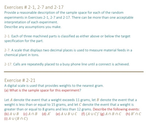 Solved Exercises # 2-1, 2-7 and 2-17 Provide a reasonable | Chegg.com