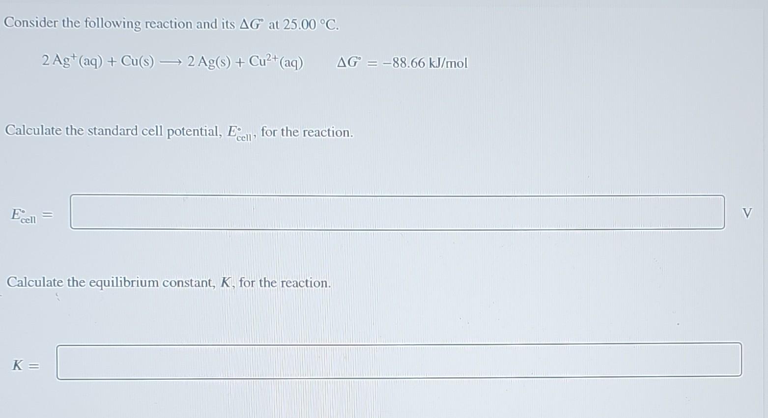 Solved Consider the following reaction and its ΔG∘ at | Chegg.com