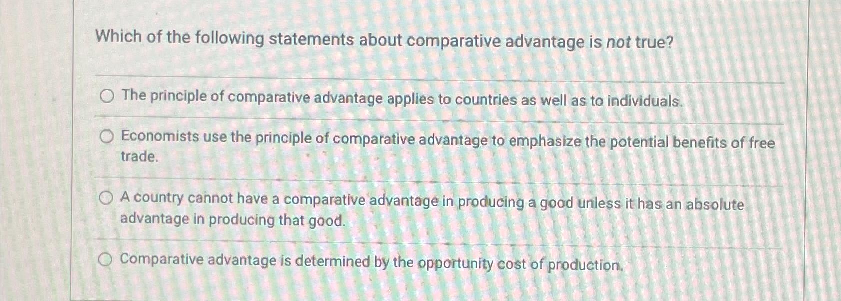 Solved Which of the following statements about comparative | Chegg.com