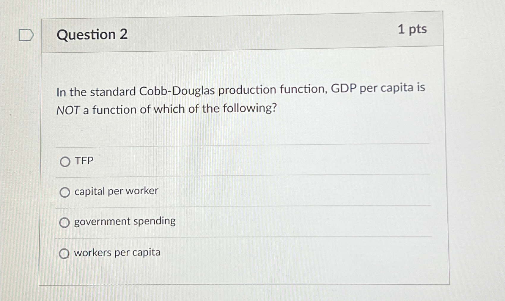 Solved Question 21ptsIn the standard Cobb-Douglas production | Chegg.com