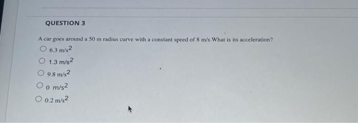 Solved A car goes around a 50 m radius curve with a constant | Chegg.com