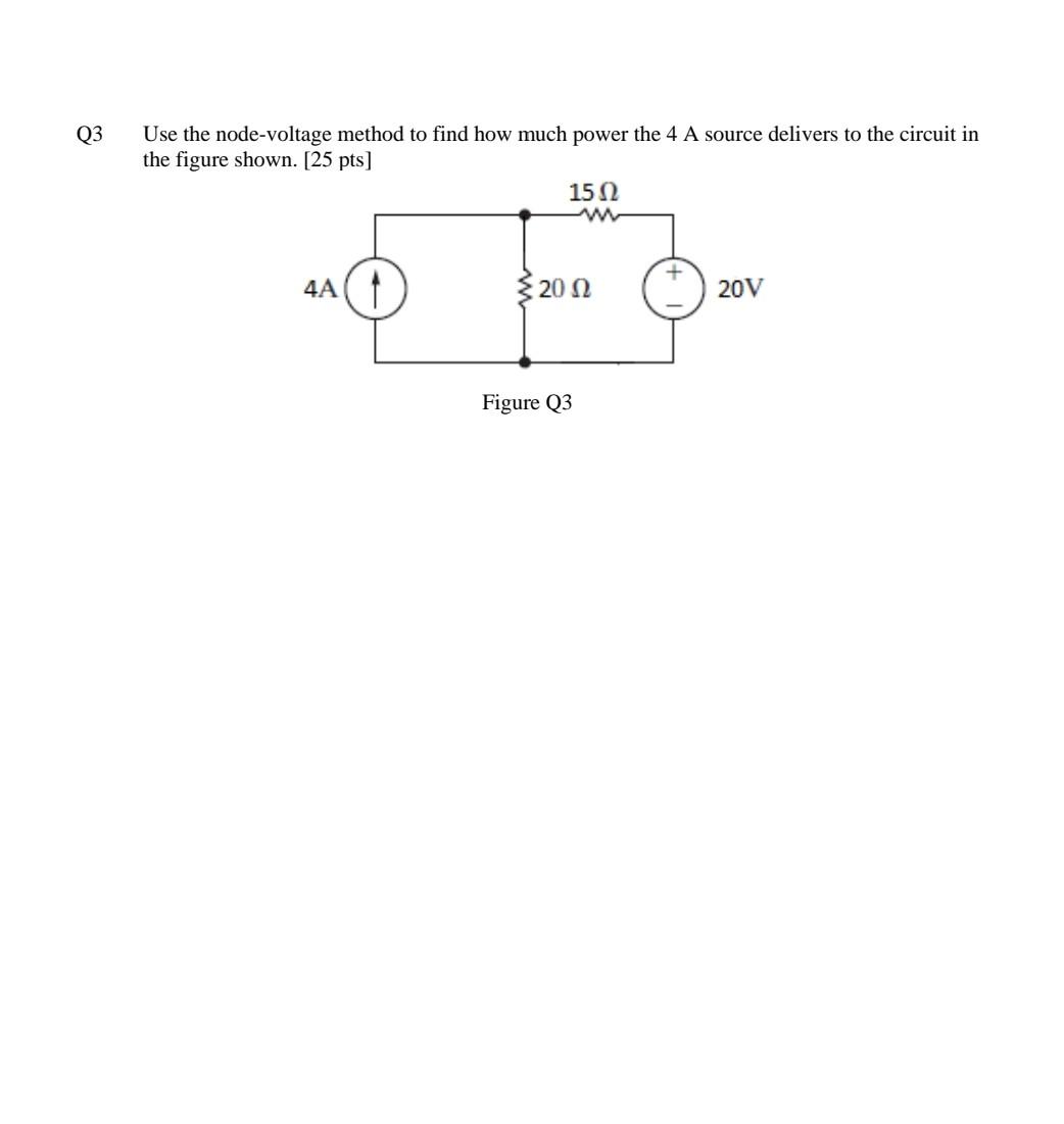 Solved 3 Use the node-voltage method to find how much power | Chegg.com