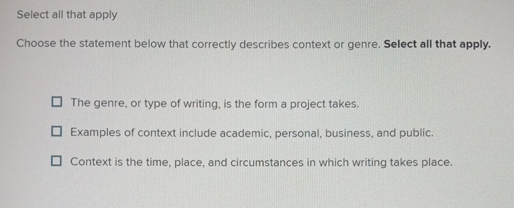 Solved Select all that applyChoose the statement below that | Chegg.com