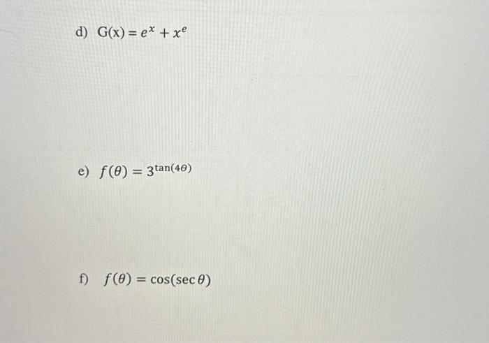Solved 3. Find the derivative of the following functions. | Chegg.com