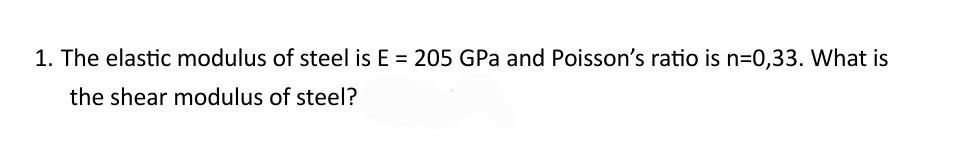 Solved 1. The elastic modulus of steel is E=205GPa and | Chegg.com