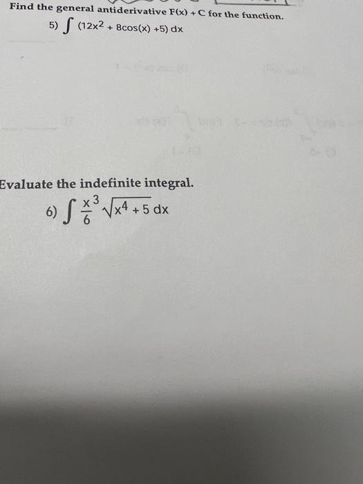 Solved Find the general antiderivative F(x)+C for the | Chegg.com