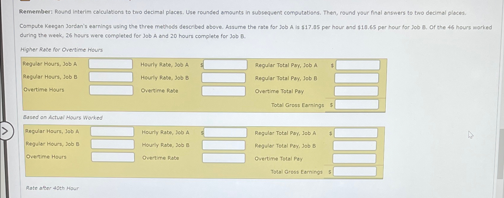 Solved during the week, 26 ﻿hours were completed for Job A | Chegg.com