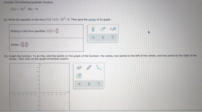 Solved Consider the following quadratic function. )--3x2-30x | Chegg.com