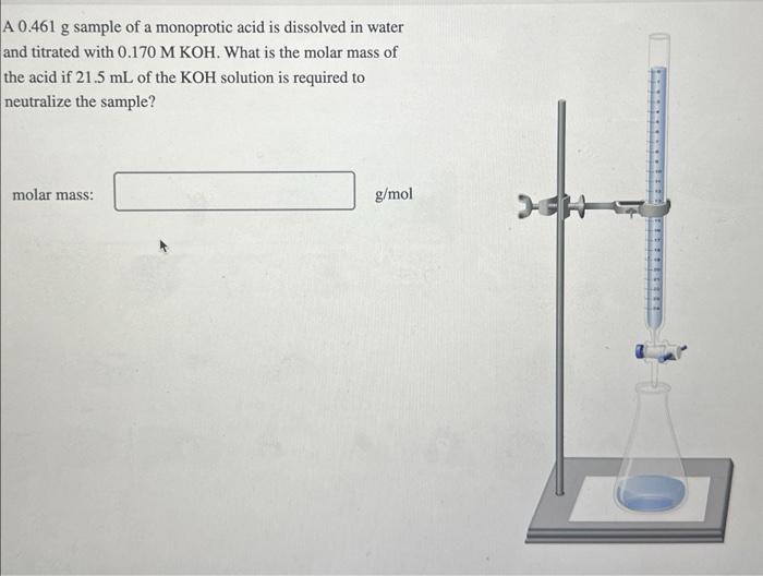 Solved A 0.461 g sample of a monoprotic acid is dissolved in | Chegg.com