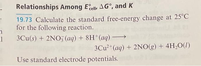 Solved Relationships Among Ecell ∘ΔG∘, and K 19.73 Calculate | Chegg.com