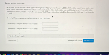 Solved Current Attempt in Progress The required service | Chegg.com