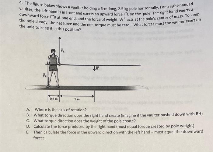 Solved 4. The figure below shows a vaulter holding a | Chegg.com