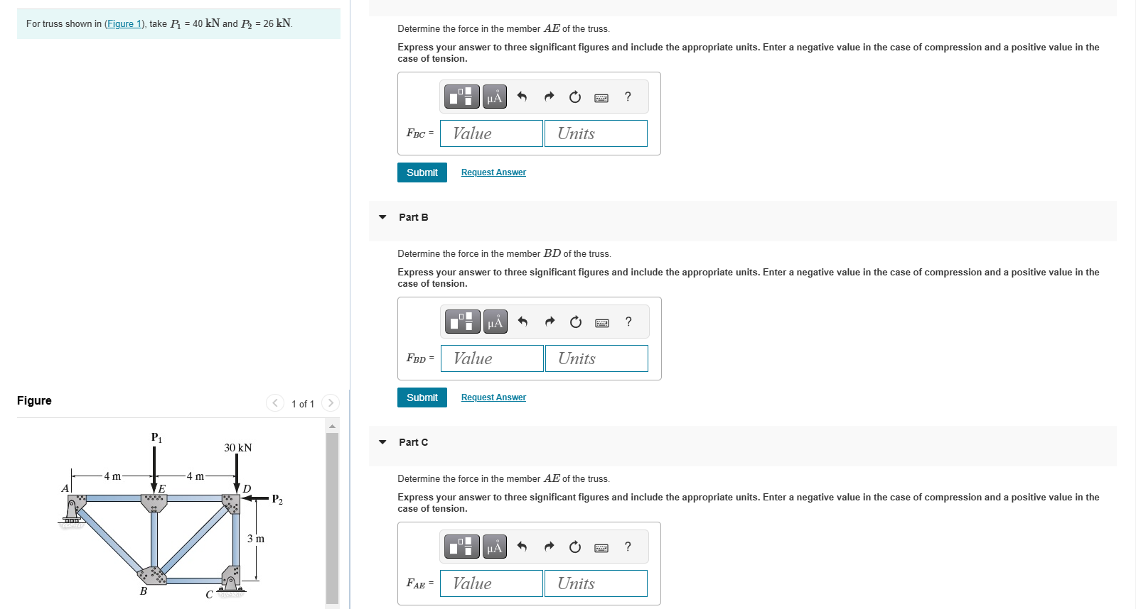 Solved For truss shown in (Figure 1), ﻿take \( | Chegg.com