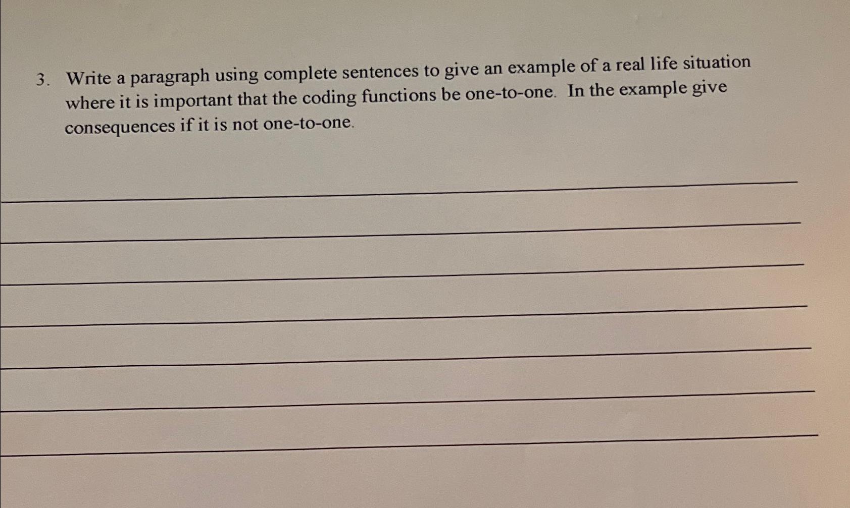 Solved Write a paragraph using complete sentences to give an | Chegg.com