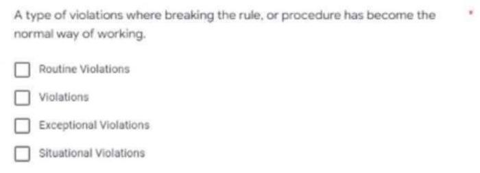 Solved A type of violations where breaking the rule, or | Chegg.com