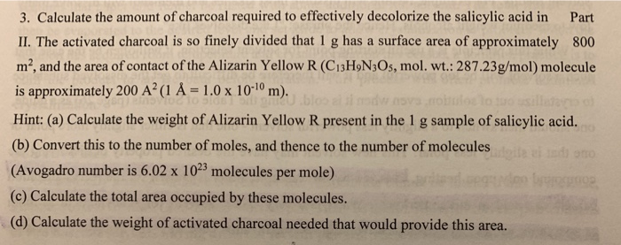 3. Calculate the amount of charcoal required to | Chegg.com