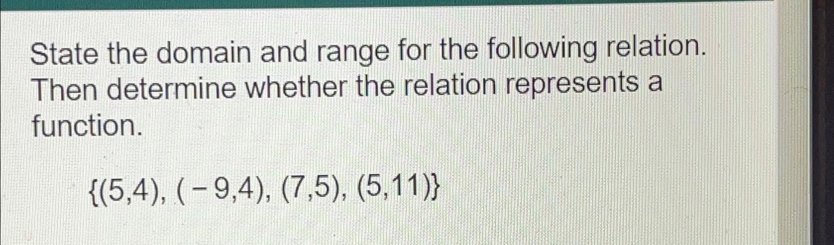 Solved State the domain and range for the following | Chegg.com
