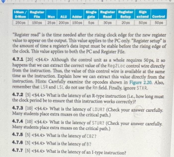 Solved "Register read" is the time needed after the rising | Chegg.com