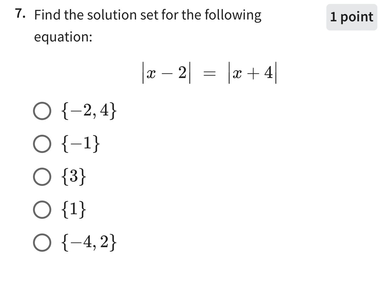 Solved Find the solution set for the following1 | Chegg.com