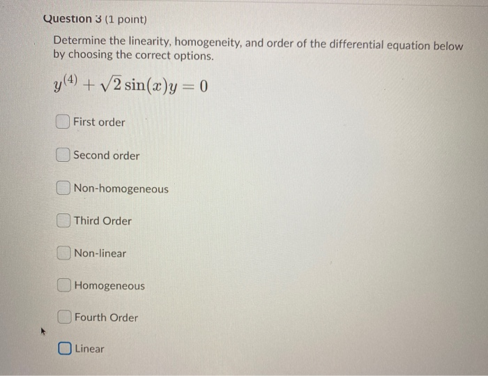 Solved Question 3 1 Point Determine The Linearity