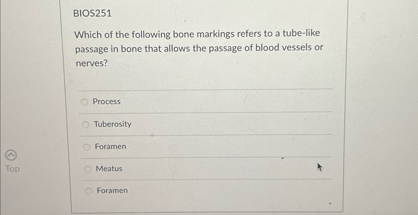 Solved BIOS251Which of the following bone markings refers to | Chegg.com