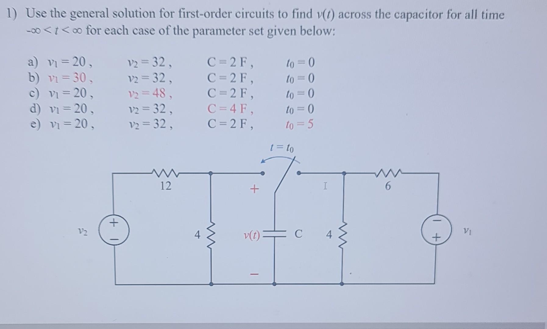 Solved Use the general solution for first-order circuits to | Chegg.com