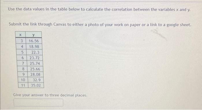 Solved Use the data values in the table below to calculate | Chegg.com