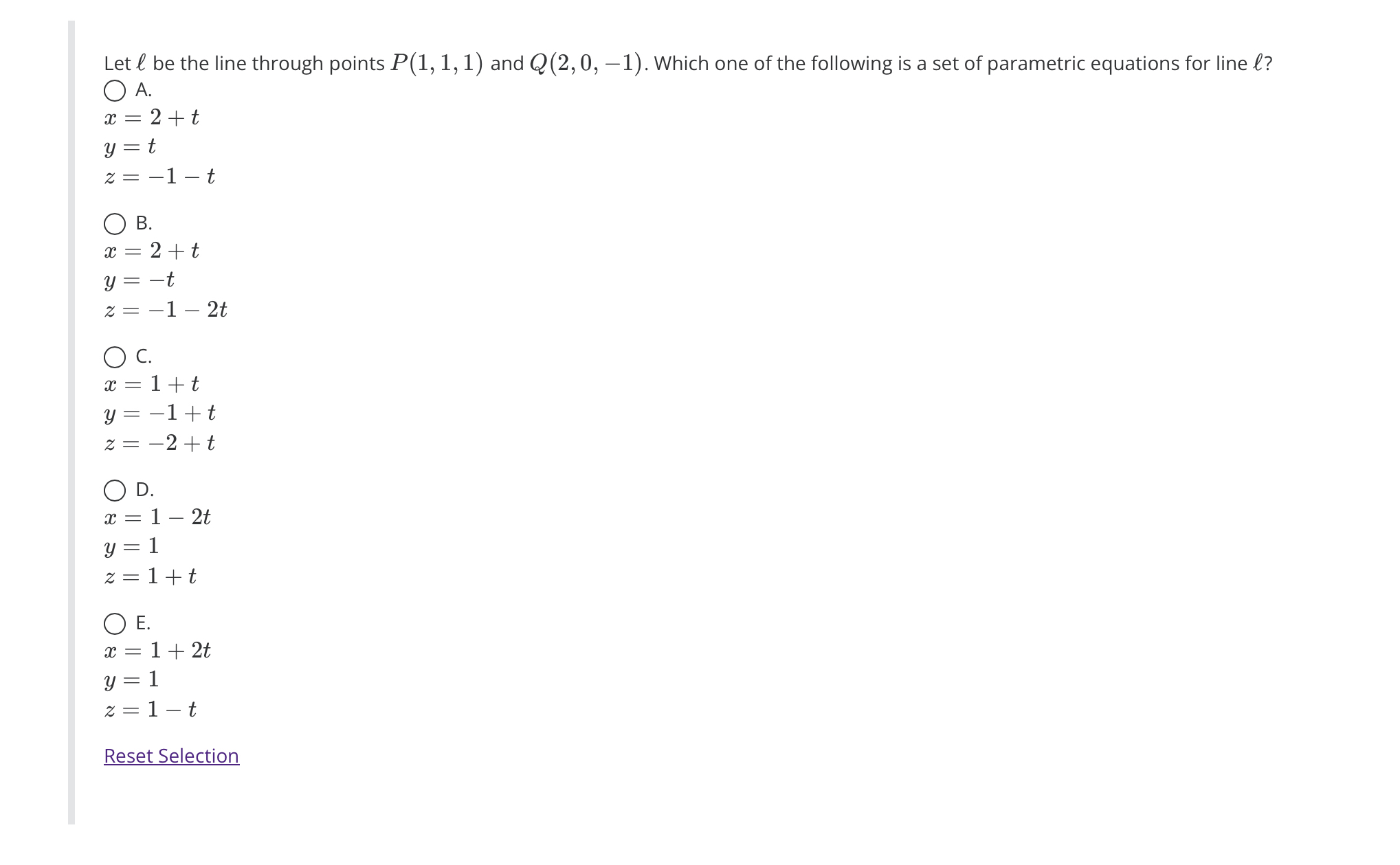 Solved Let l ﻿be the line through points P(1,1,1) ﻿and | Chegg.com