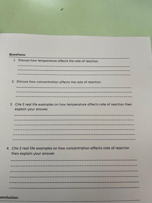 Solved Questions: 1. Discuss how temperature affects the | Chegg.com