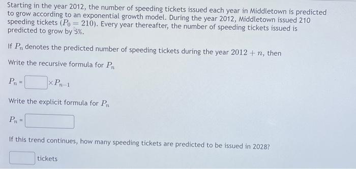 Solved Starting in the year 2012, the number of speeding | Chegg.com